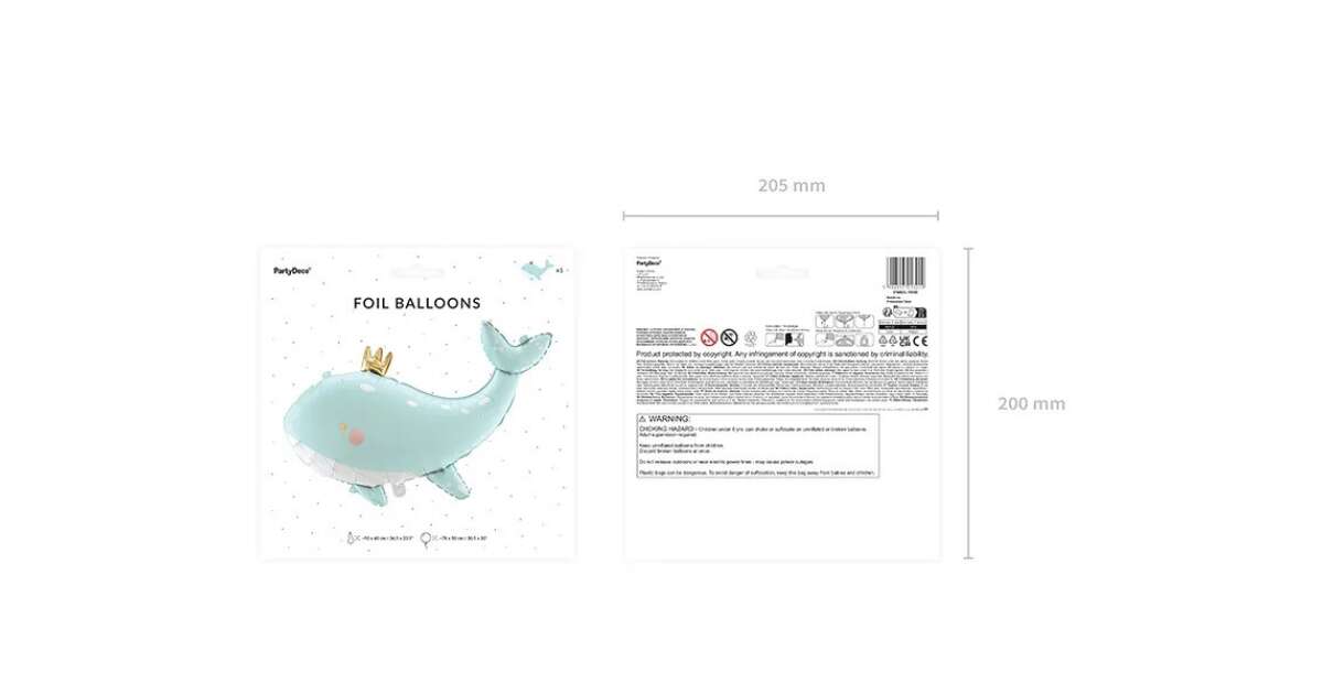 Kék bálna fólia léggömb 78cm x 50cm | Pepita.hu