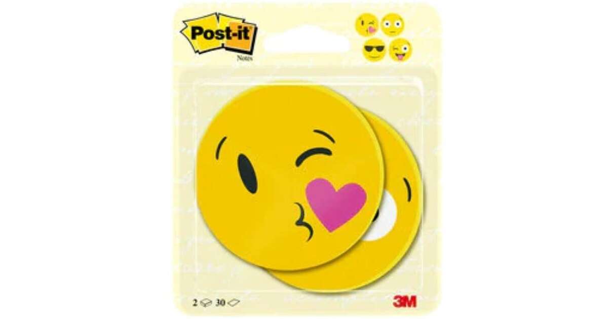 3M POSTIT Öntapadó jegyzettömb, 2x30 lap, 70x70 mm, 3M POSTIT Emoji ...