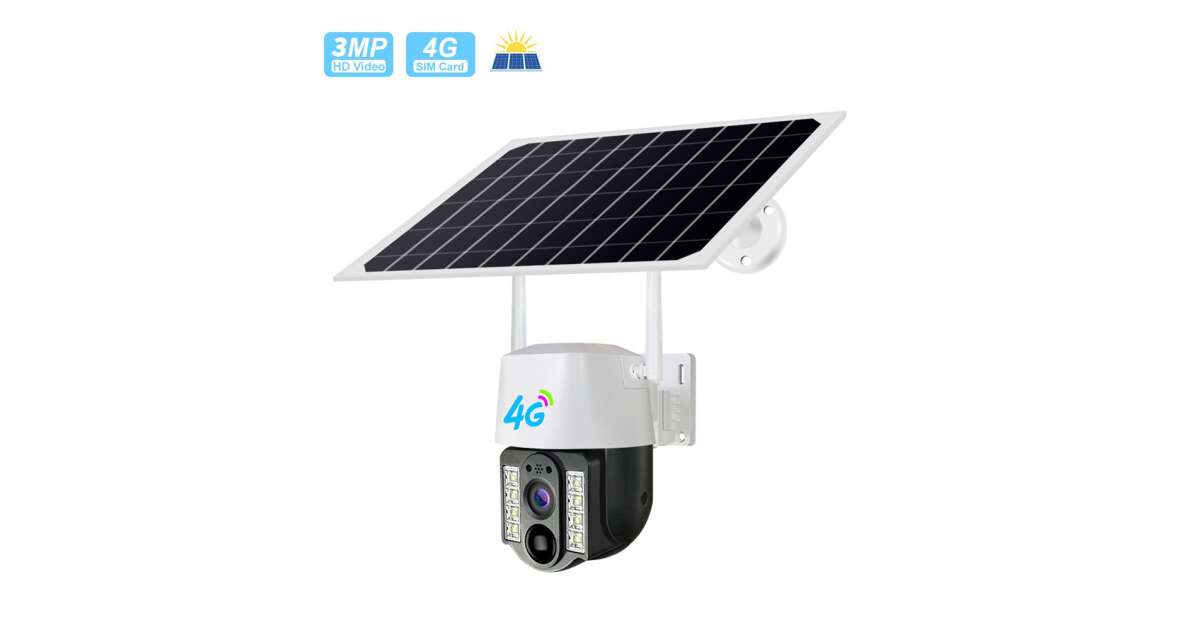 Camera de Supraveghere Exterior, cu Panou Solar, 1080p, Waterproof ...