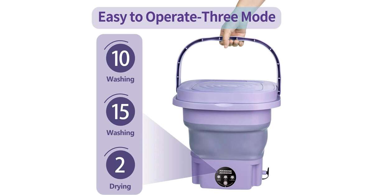 Mini mosógép, hordozható és összecsukható, 6,5 literes kapacitással, 3 ...