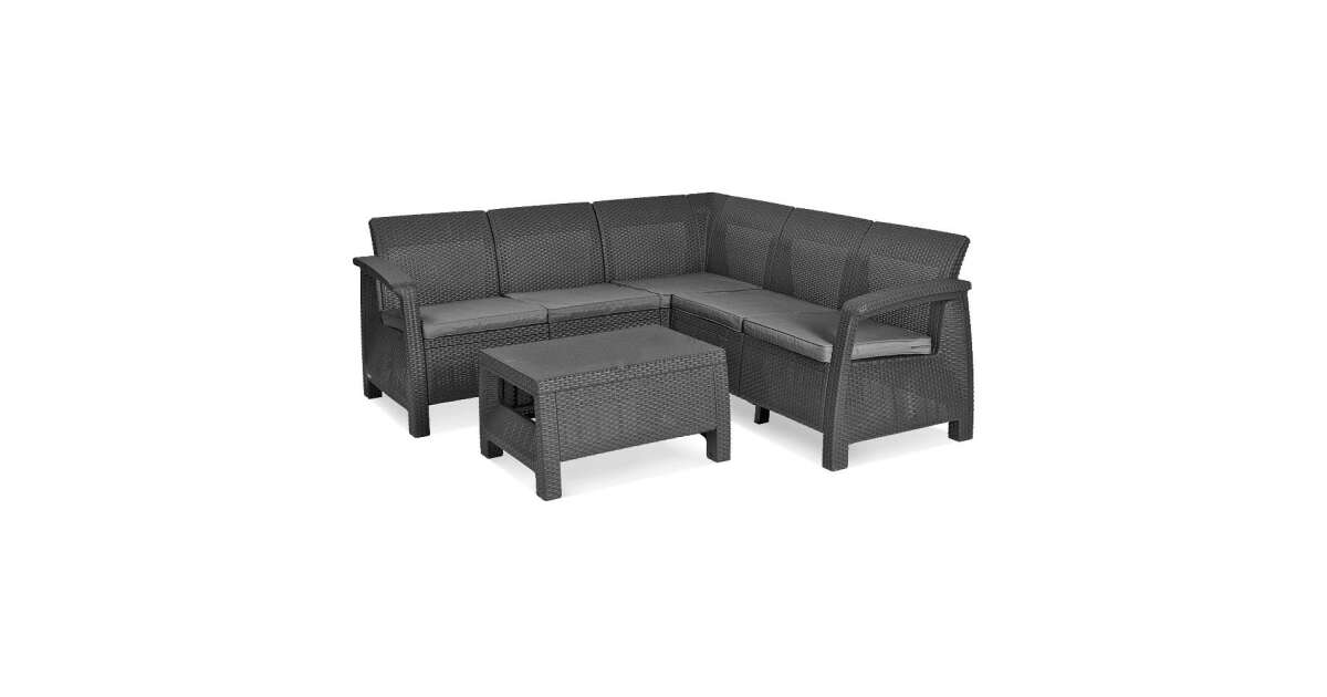 Curver Corfu Relax Sarokgarnitúra - 182x182 cm - Grafit | Pepita.hu