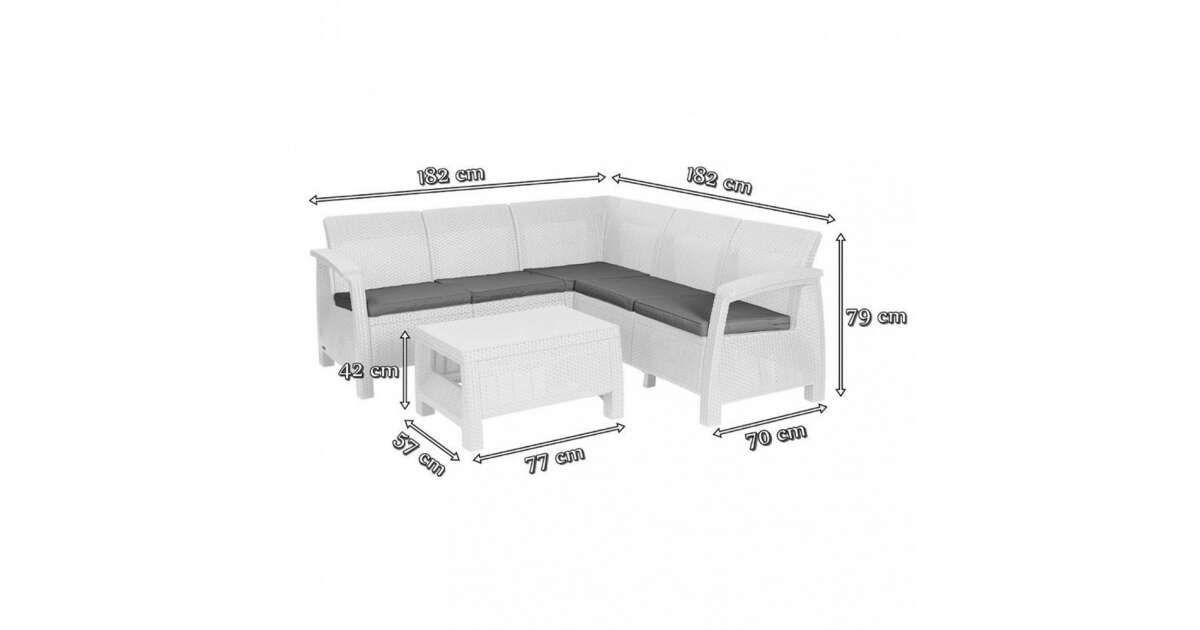 Curver Corfu Relax Sarokgarnitúra - 182x182 cm - Grafit | Pepita.hu