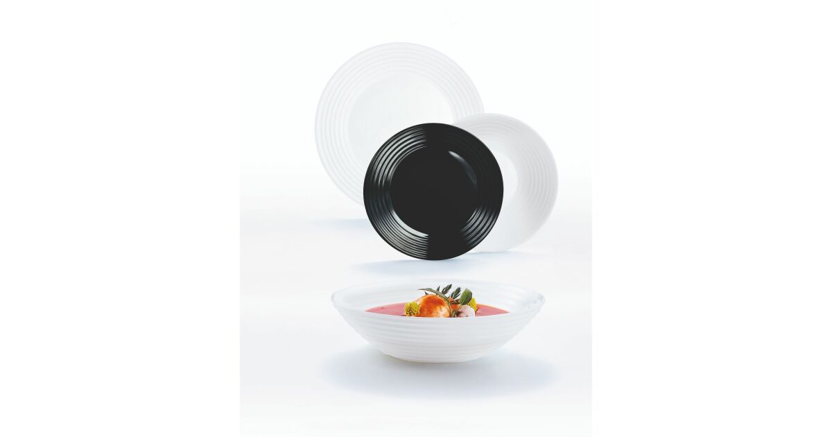 Luminarc Harena 18-piece Dinner Set #black-white | Pepita.com
