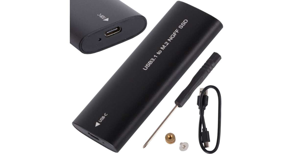 M.2 SATA SSD Ház – USB 3.1 & Type-C, 2230–2280 mm | Pepita.com