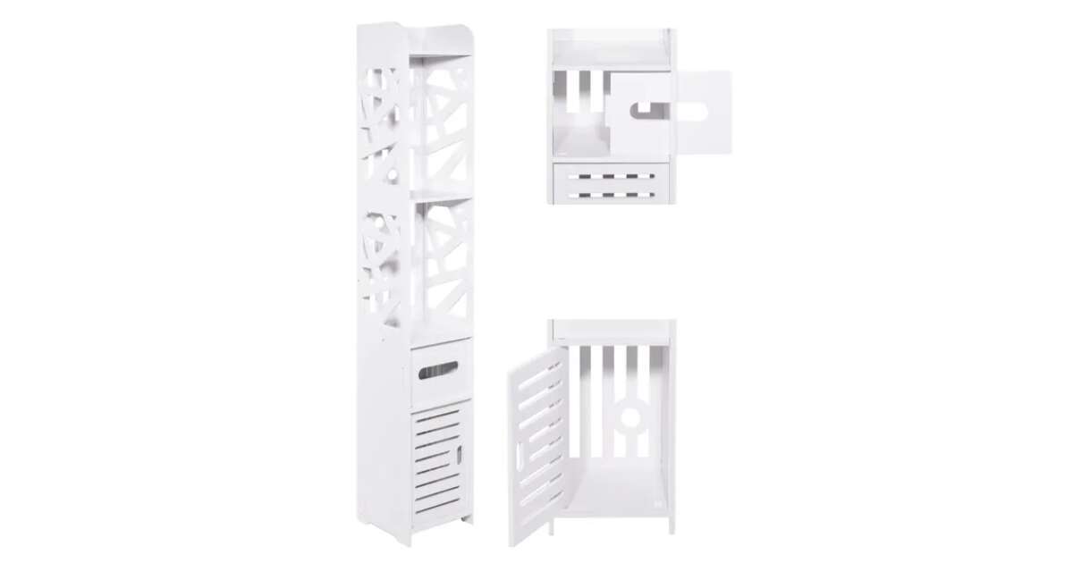 Fürdőszobaszekrény, polc, fehér oszlop, 120 cm | model_15207_1 | Pepita.hu