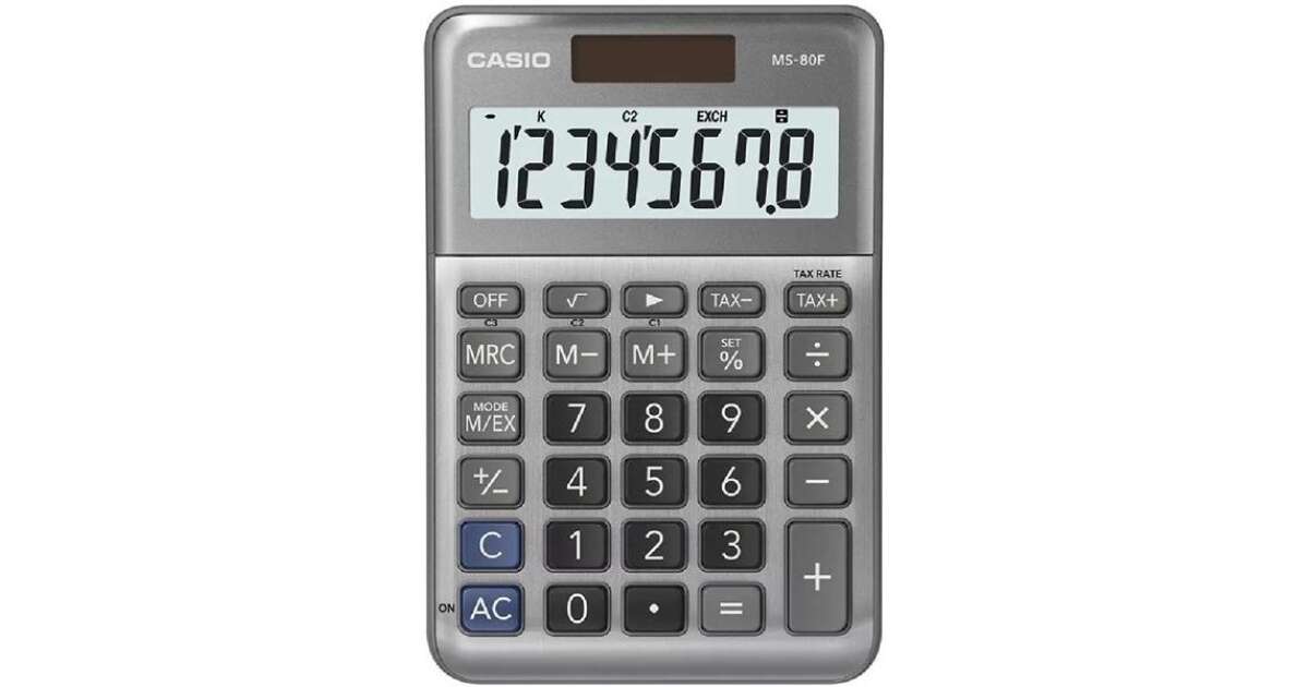 Casio MS-80F Asztali Számológép - 8 számjegyű, Napelemes | Pepita.hu