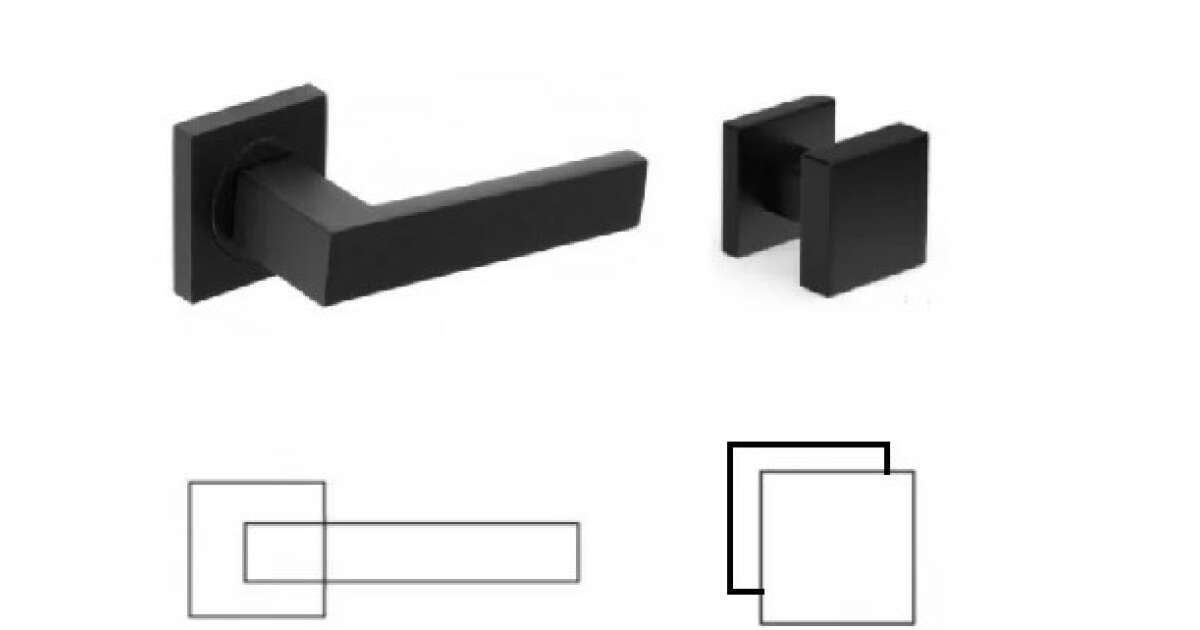 Matrix Black Line Négyzetrozettás Fekete Szín WC Fix Gomb/Kilincs ...