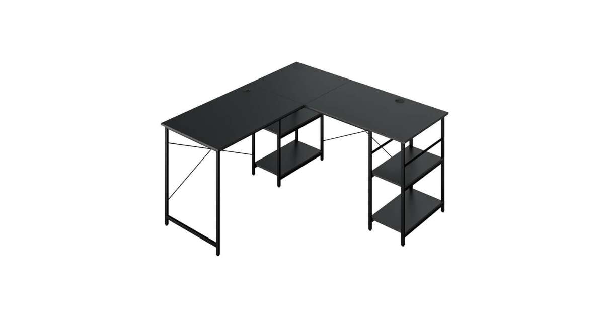 Timeless Tools Átalakítható L alakú íróasztal polcokkal, fekete | Pepita.hu