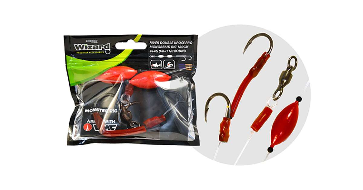 WIZARD MONSTER RIVER DUBLU UPOSE PRO MONOBRAID RIG 4+4G 6/0+8/0 ...