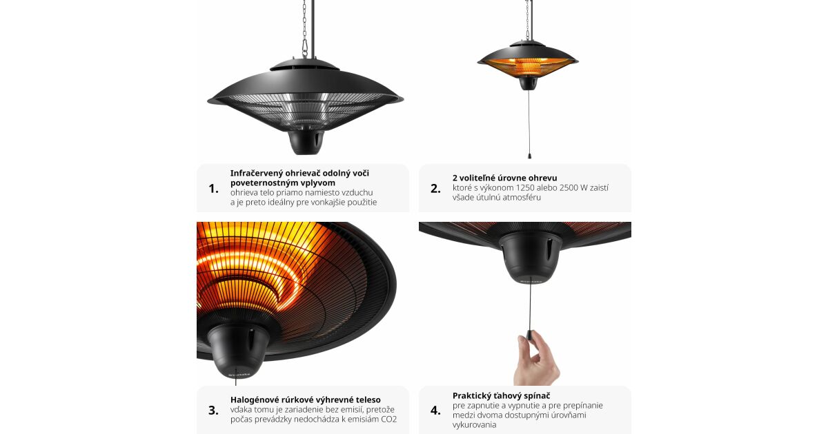 Infračervený ohrievač Solaris Orbit 2500W, hliníkový kryt | Pepita.com