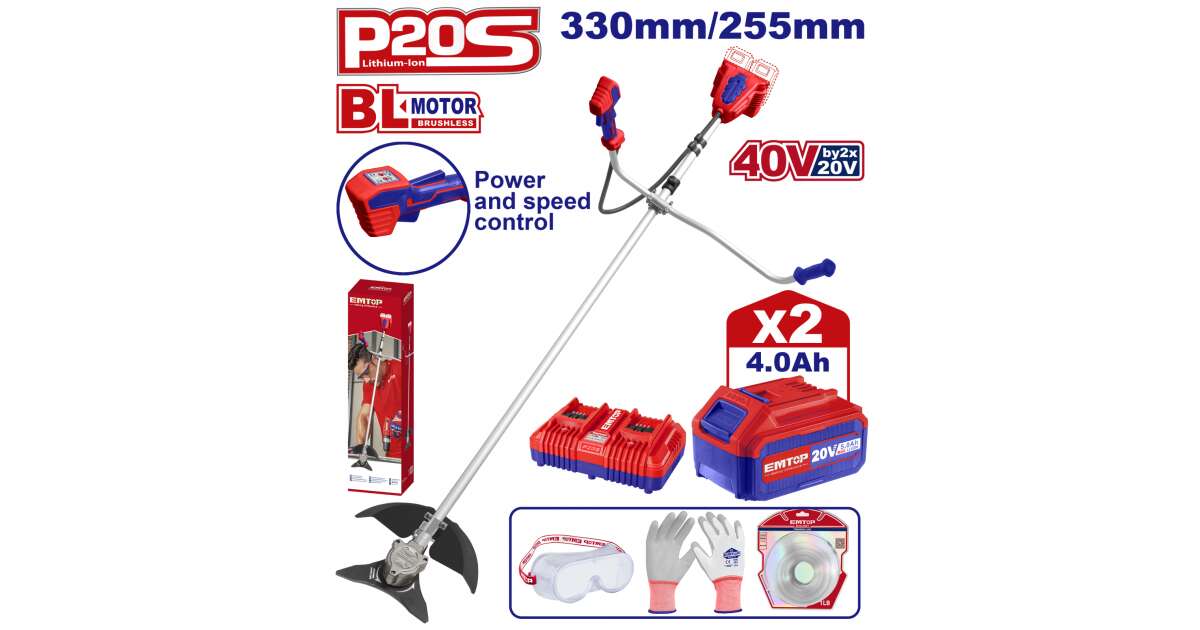EMTOP Elektromos Fűnyíró-Trimmer 2 az 1-ben - 40V | Pepita.hu