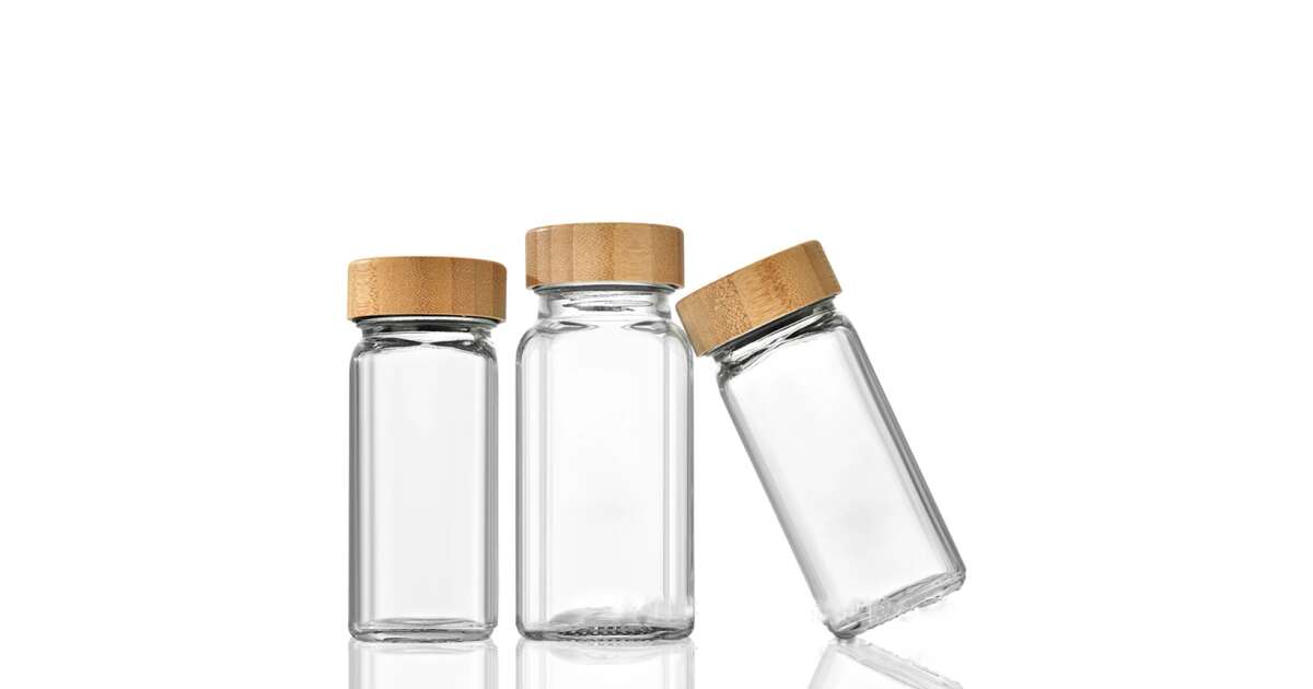 Set de 6 Recipiente pentru Condimente de 120 ml cu capac din Bambus ...