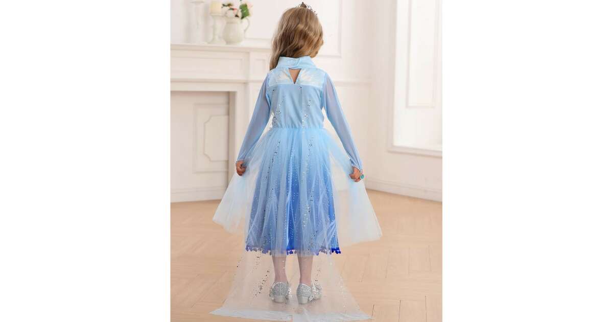 Rochie Elsa Frozen 2 pentru copii, Set cu Coronita, Peruca, Bijuterii ...