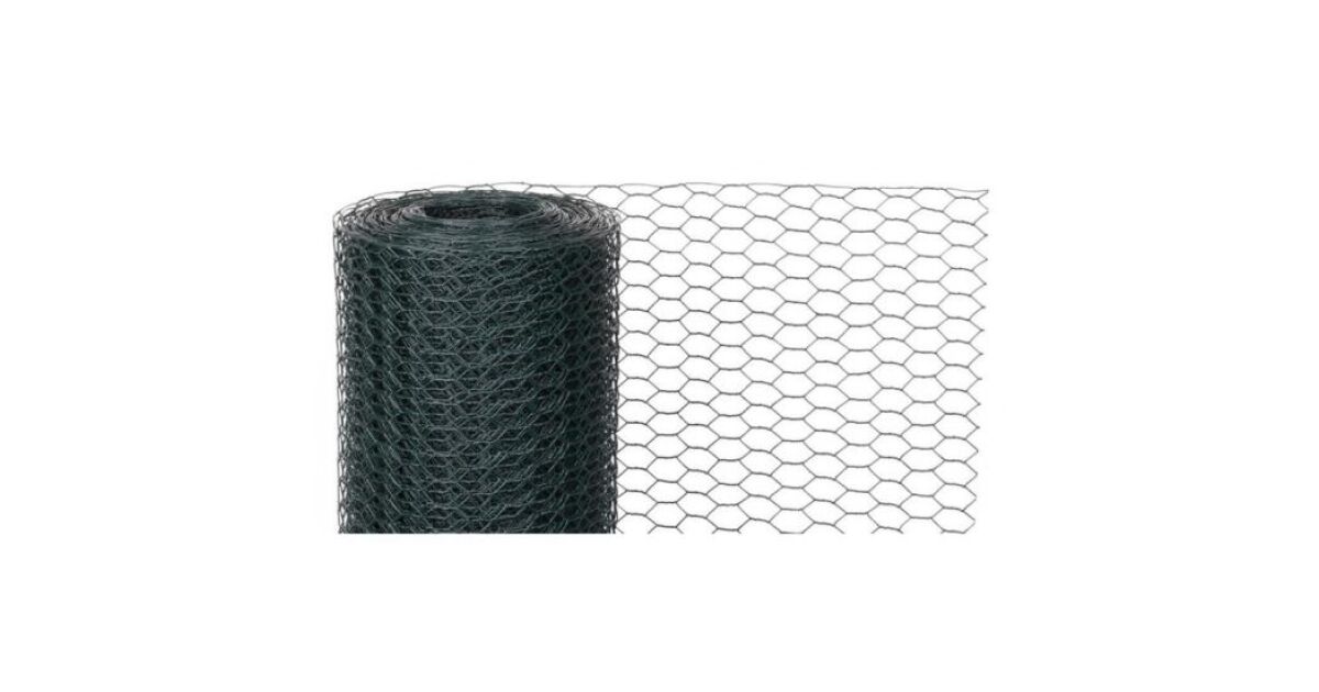 Zaun aus Rabietsgitter, PVC, grün, 25 mm, 1 mm, Höhe 1 m | Pepita.com