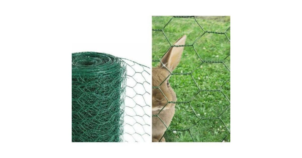 Zaun aus Rabietsgitter, PVC, grün, 25 mm, 1 mm, Höhe 1 m | Pepita.com
