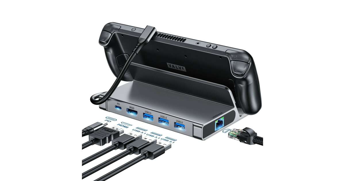 Choetech M50 HUB for Steam Deck USB-C - USB-C PD/USB-A/HDMI/RJ45 - Gray ...