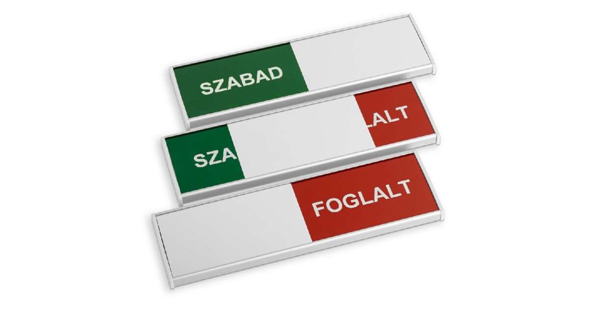 Alusign Szabad/Foglalt Tábla - Alumínium - 200x62x10 mm | Pepita.hu