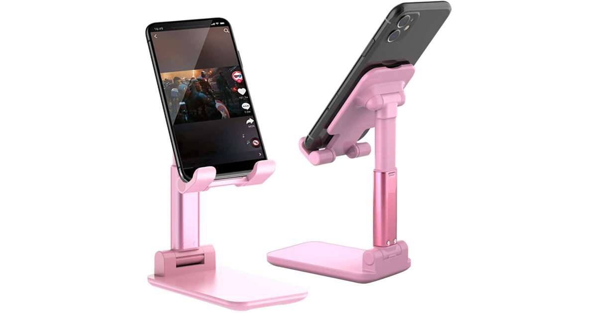 Suport Telefon MRG M616, Pliabil, Pentru birou, Cu oglinda, Roz ...