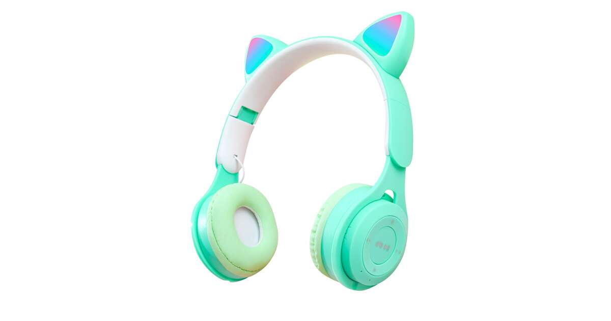 Casti On Ear MRG MY08CAT, Bluetooth, Tip pisica, Verde | Pepita.com