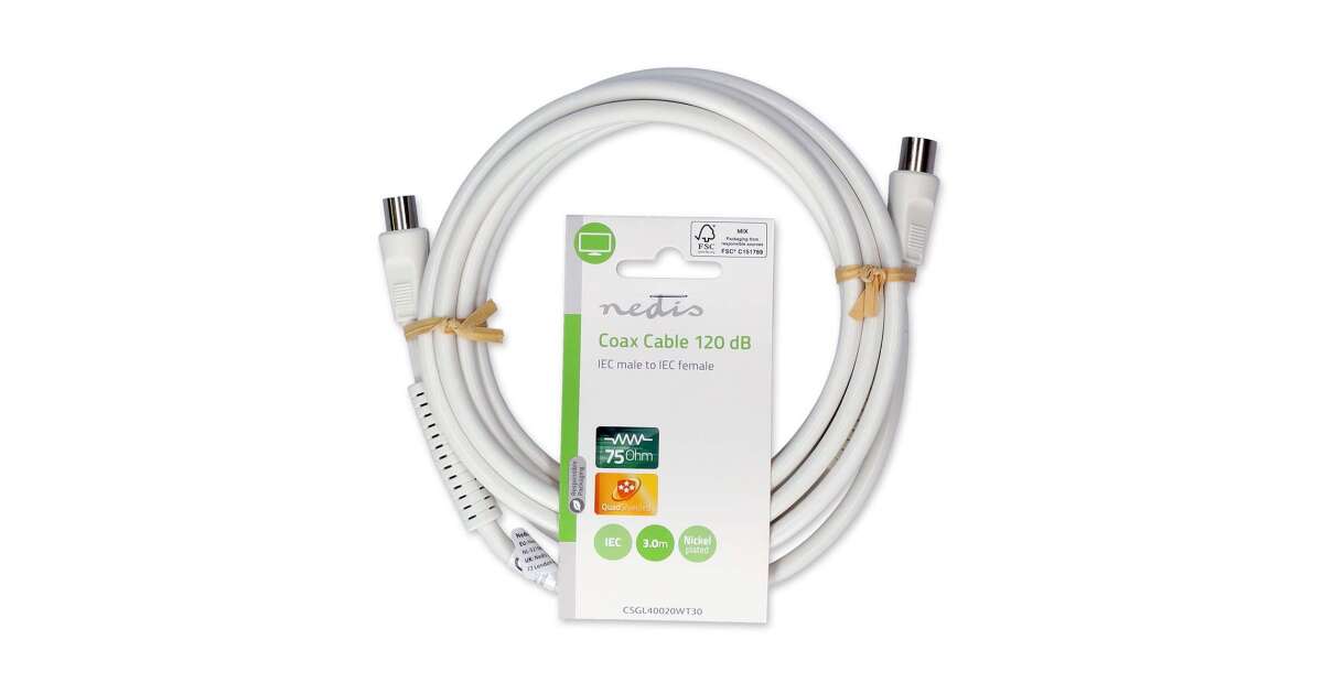 Koaxiális Kábel | IEC (Koax) Dugasz | IEC (Koax) Aljzat | Nikkelezett ...