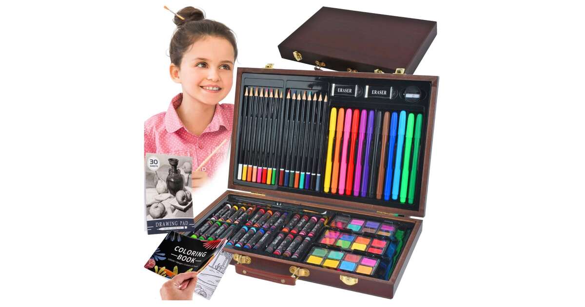 Művész Készlet - Rajz és Festés - 81 részes - Fa Dobozban | Pepita.hu