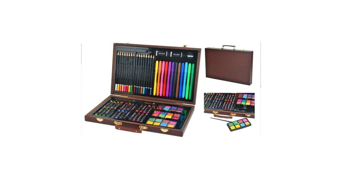 Művész Készlet - Rajz és Festés - 81 részes - Fa Dobozban | Pepita.hu