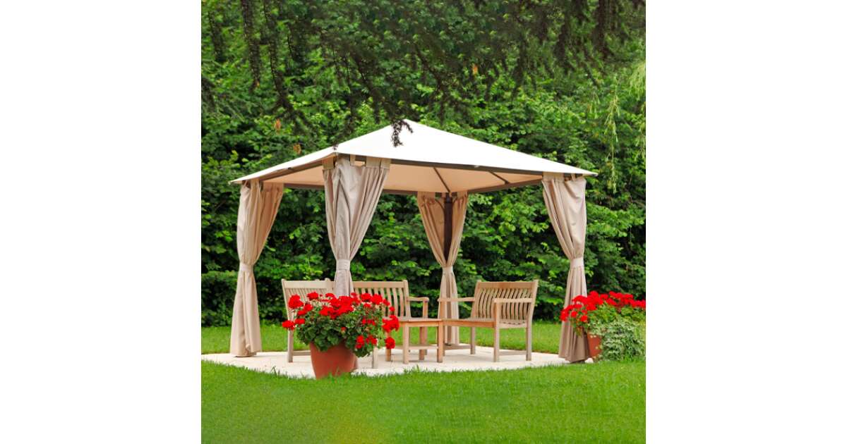Pavilion Grădină Metalic cu Perdele - 3x4m - Gri | Pepita.com