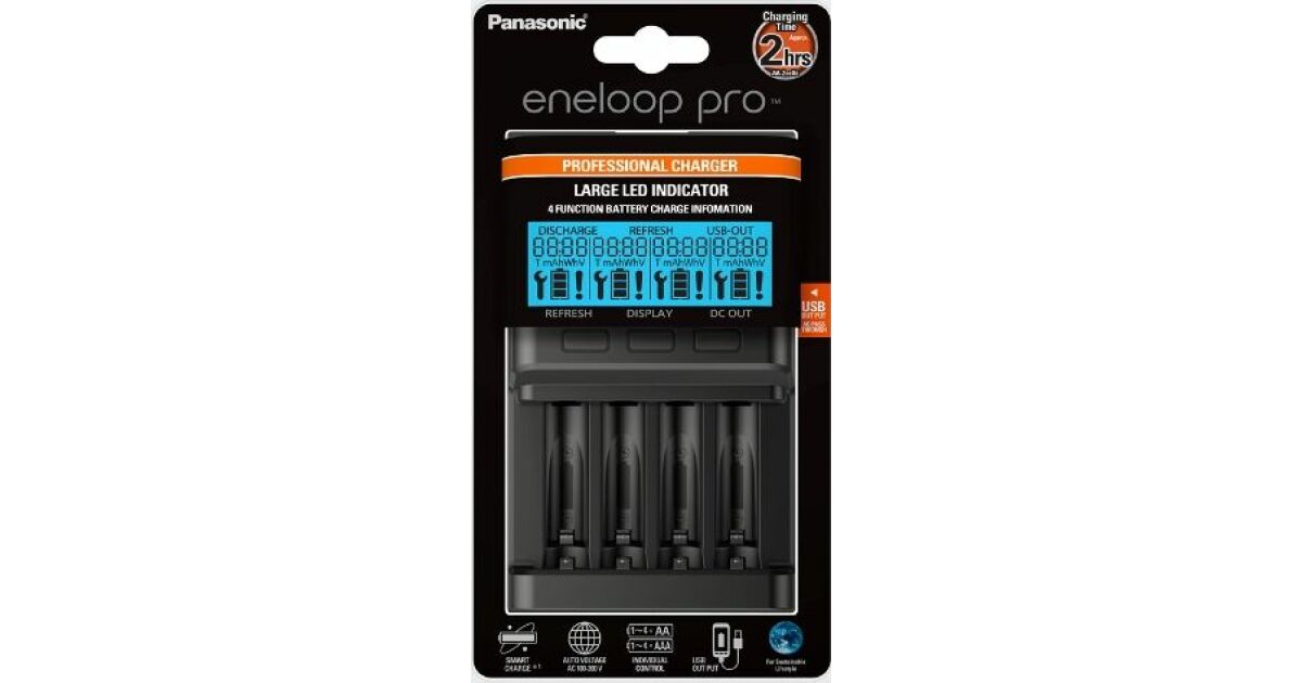 PANASONIC ENELOOP PRO CHARGER ŁADOWARKA 4-POZ PROFESJONALNY LCD BQ-CC65 ...