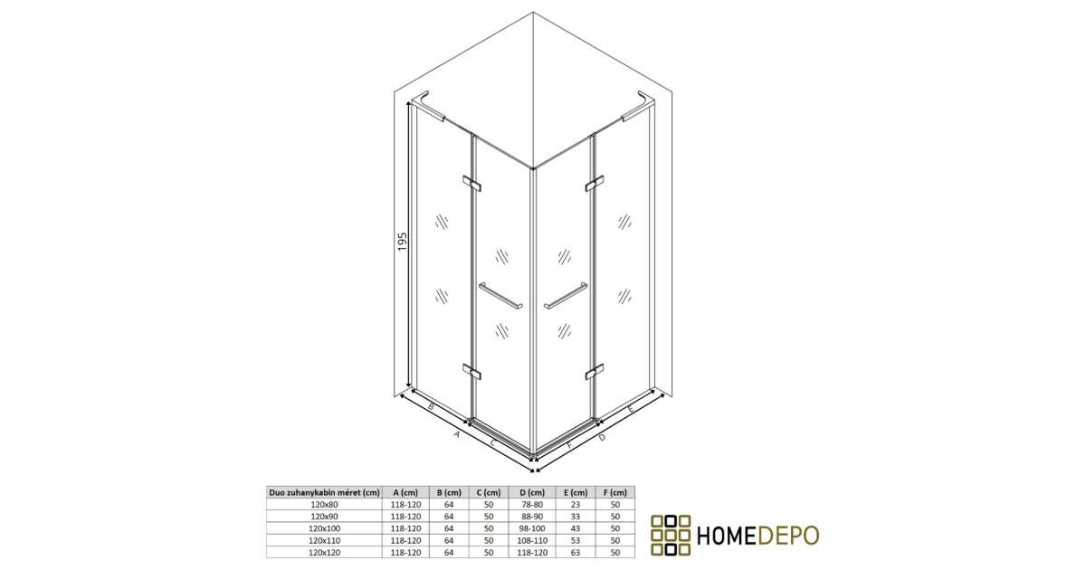HD Valentin Duo Zuhanykabin - 120x110 cm | Pepita.hu