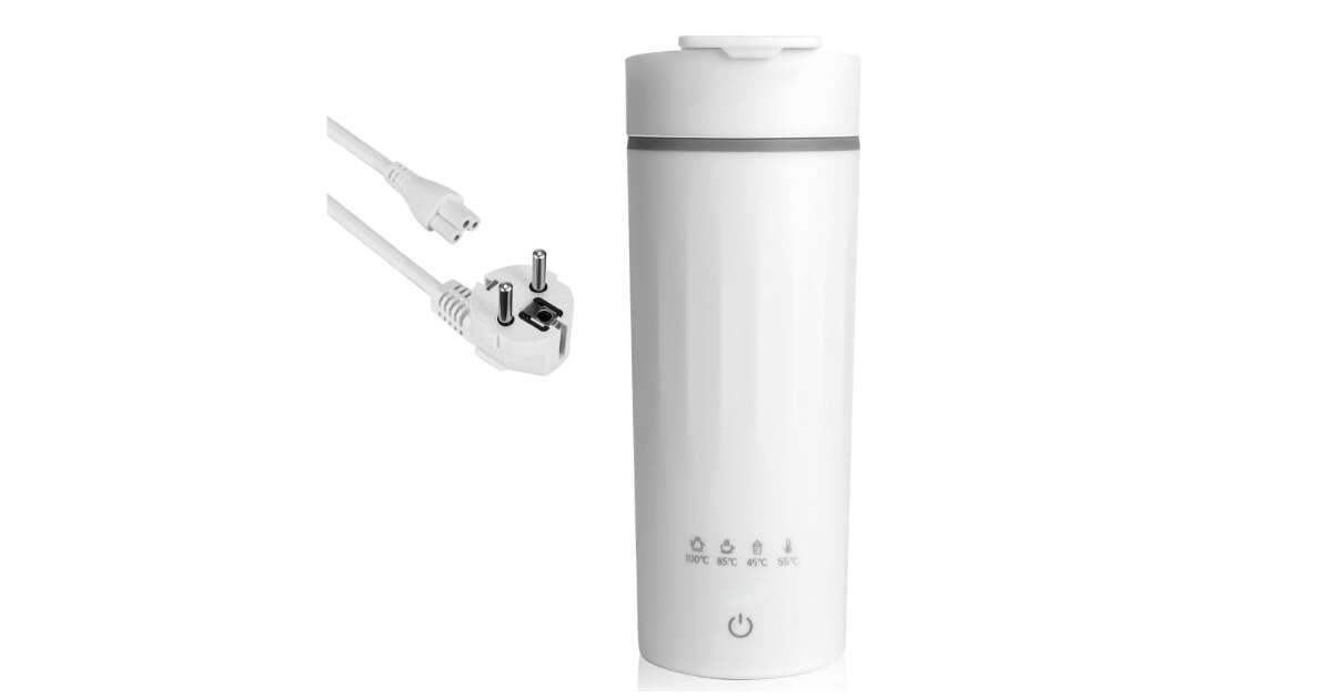 Fierbator portabil, termos electric, cafea, ceai, lapte, apa, 500 ml ...