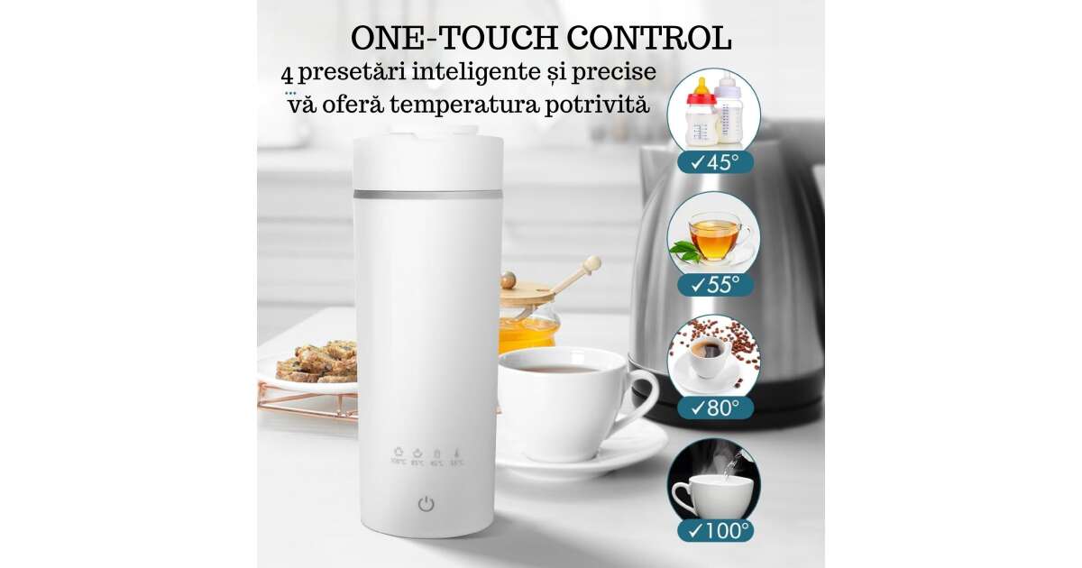 Fierbator portabil, termos electric, cafea, ceai, lapte, apa, 500 ml ...