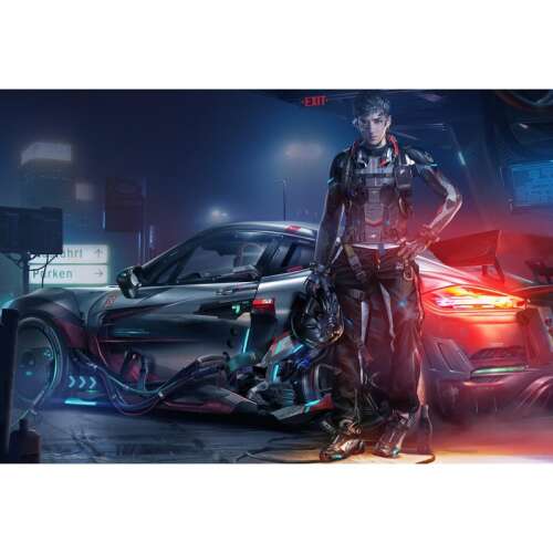 Kris X Porsche X Cyberpunk Vászonkép - 80x50 cm | Pepita.hu