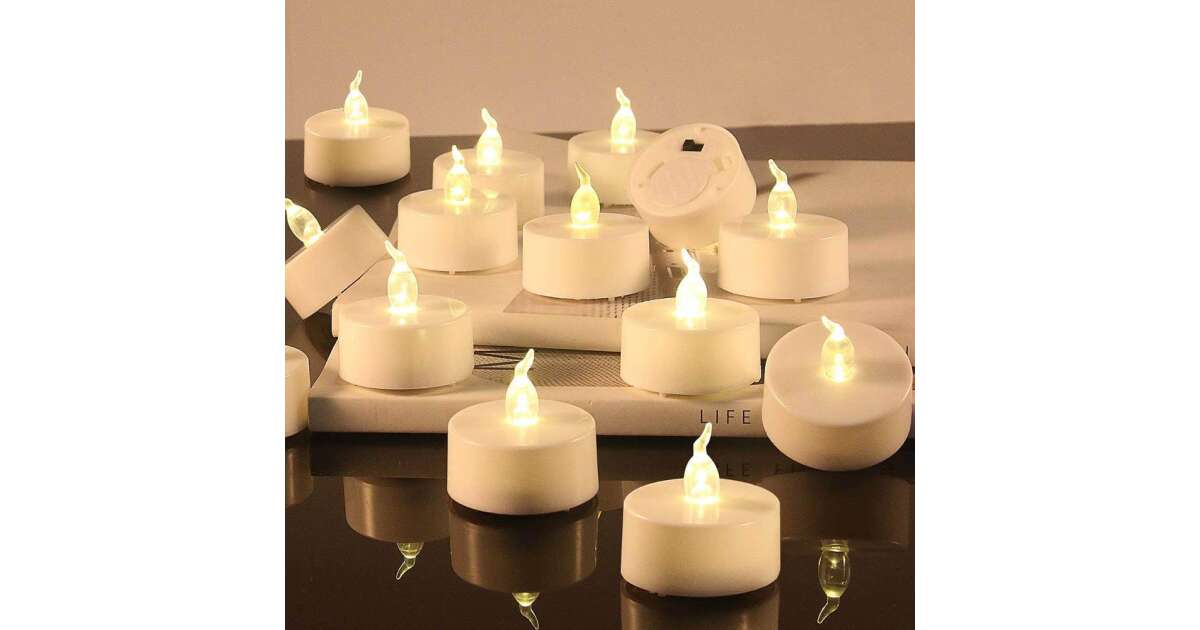 12 darabos ledes teamécses készlet – LED gyertya, meleg fehér | Pepita.hu
