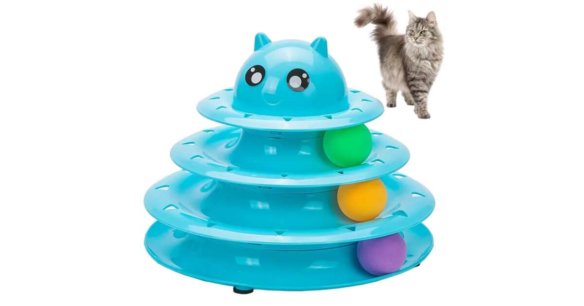 Interactive Cat Toy Tower with 3 Balls | Pepita.com