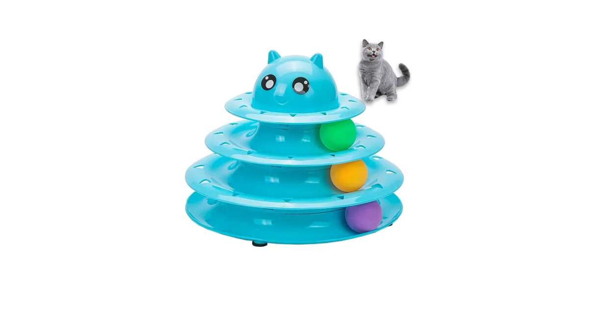Interactive Cat Toy Tower with 3 Balls | Pepita.com
