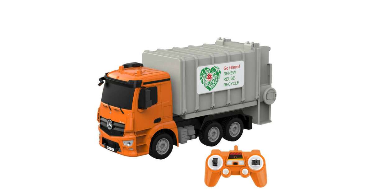 Remote control RC garbage truck 1:26 Double Eagle ( orange) Mercedes ...
