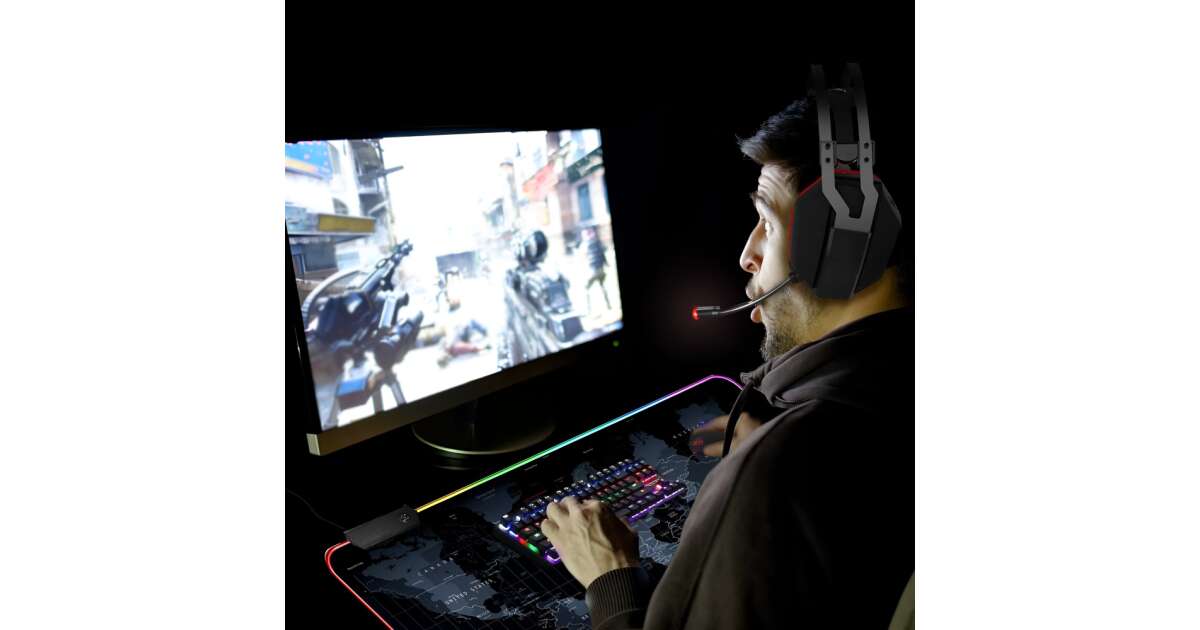 Mousepad Mare Cauciucat, Pentru Gaming, Birou, Office, cu Iluminare LED ...