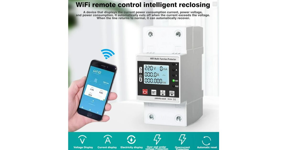 Releu monofazic WIFI NeoHGS, contor de energie inteligent, digital ...