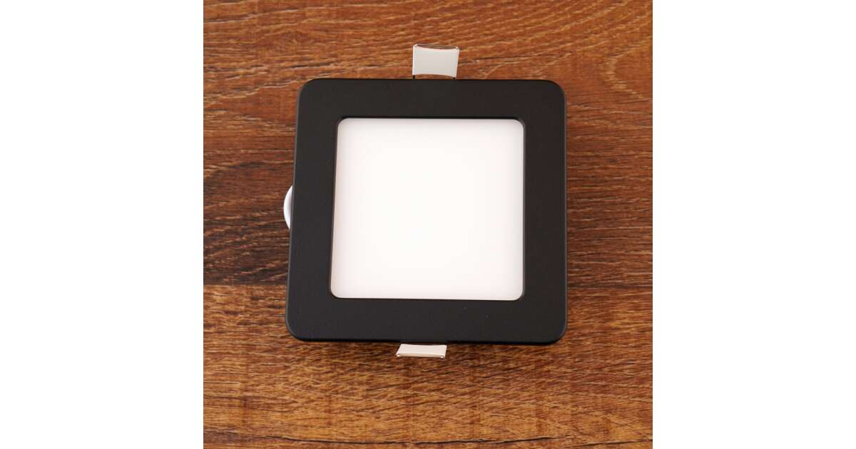 Panou LED , 5.5W , încastrat , pătrat , alb natural , cadru negru ...