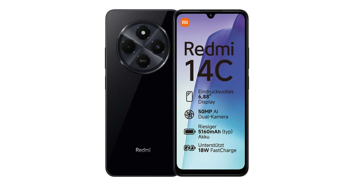 Xiaomi Redmi 14C 128GB 4GB RAM Dual SIM Mobiltelefon, Midnight Black ...