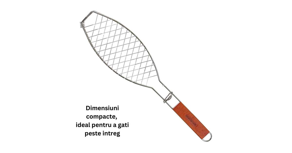 Rozsdamentes acél grillsütő halakhoz, KeepHome, fogantyúval, kis méretű ...
