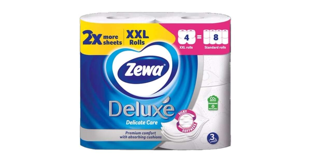Toalettpapír ZEWA Deluxe 3 rétegű 4 tekercses Delicate Care | Pepita.hu