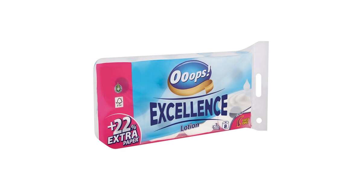 Toalettpapír OOOPS! Excellence 3 rétegű 8 tekercses Lotion | Pepita.hu