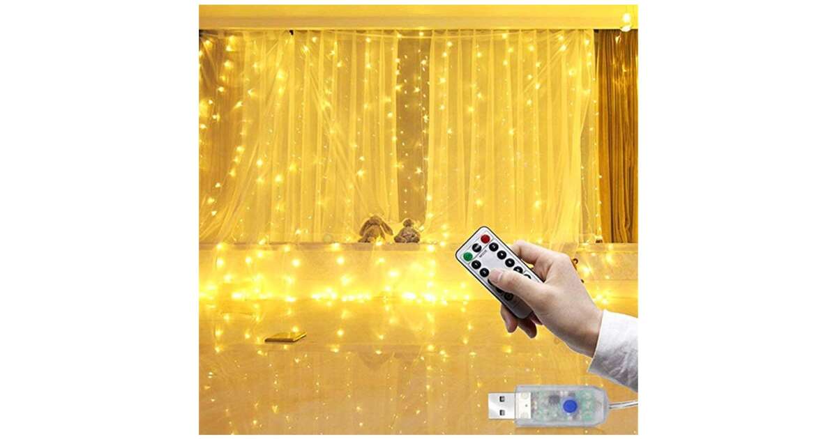 Karácsonyi telepítés, Függöny típus IP44, 3m x 1m, 100 LED, Meleg fehér ... Karácsonyi telepítés, Függöny típus IP44, 3m x 1m, 100 LED, Meleg fehér ...