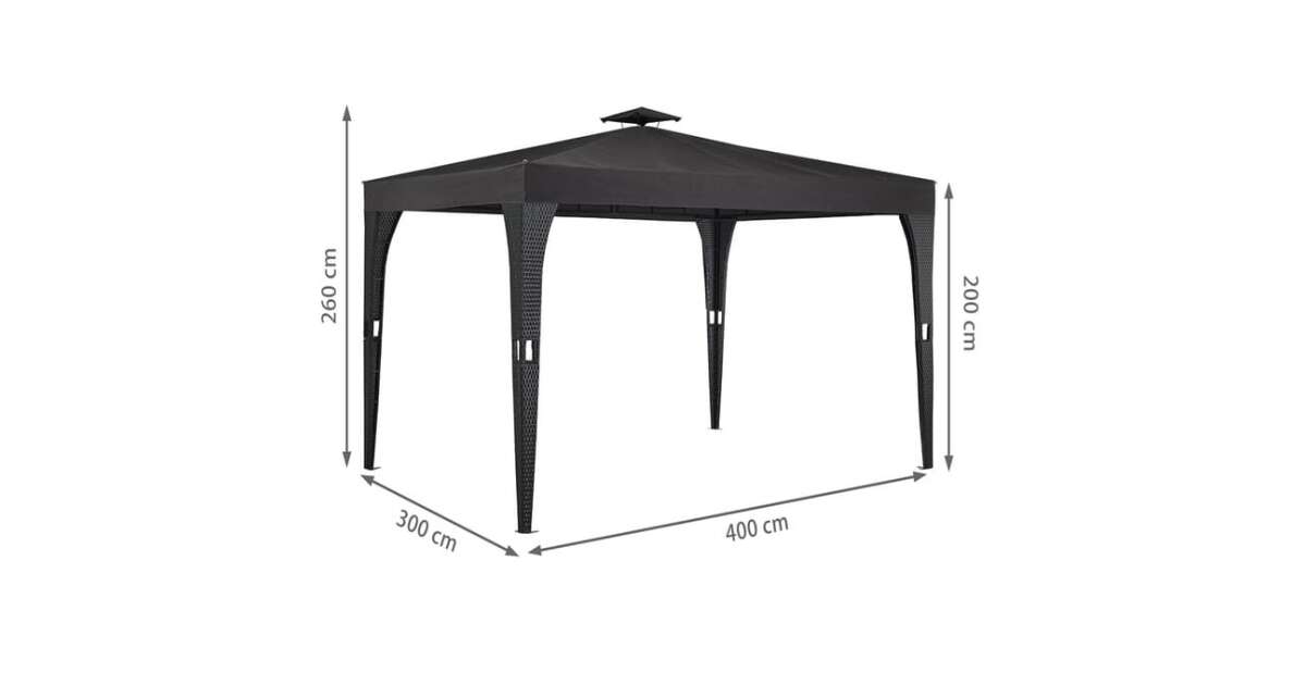 Deuba polyrattan kerti pavilon antracit 3x4m 992859 | Pepita.hu