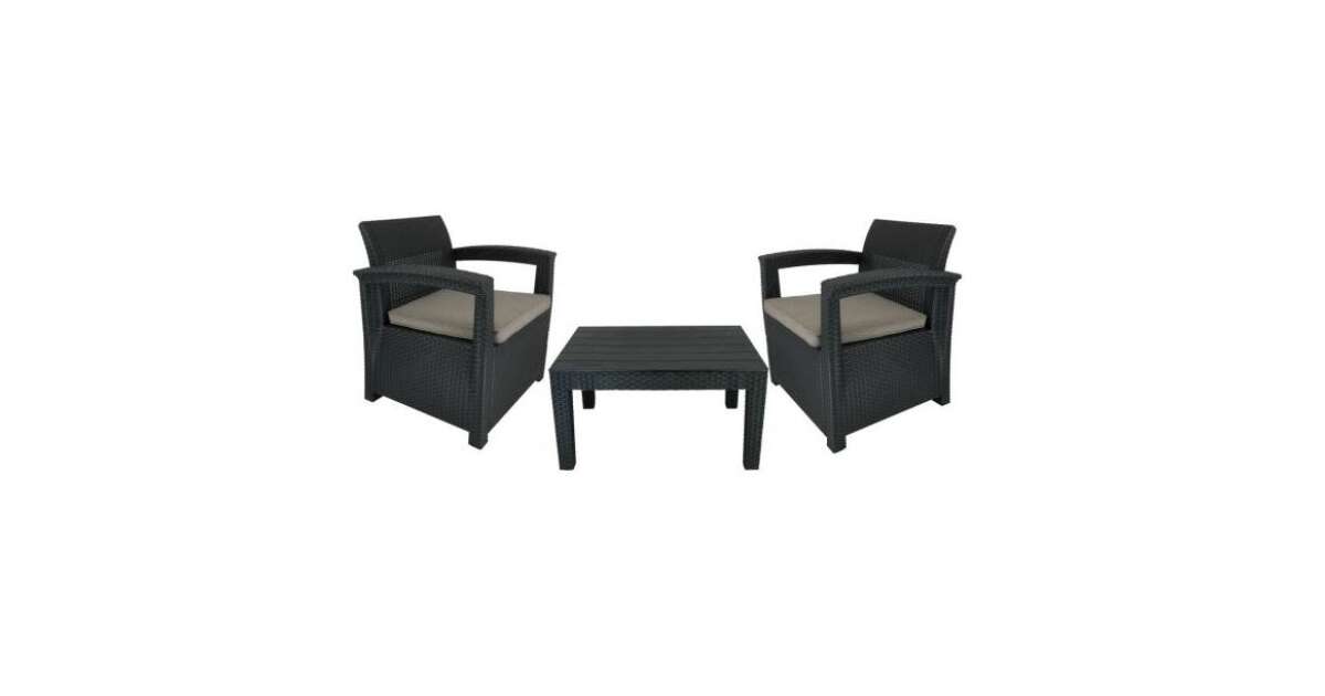 Set mobilier de gradina - Antracit - 2 scaune, masa | Pepita.com