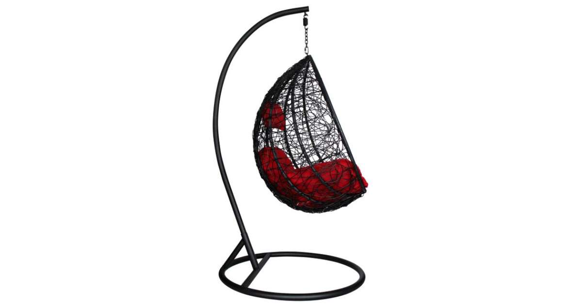Rattan Függőfotel ölőpárnával #fekete-piros | Pepita.hu