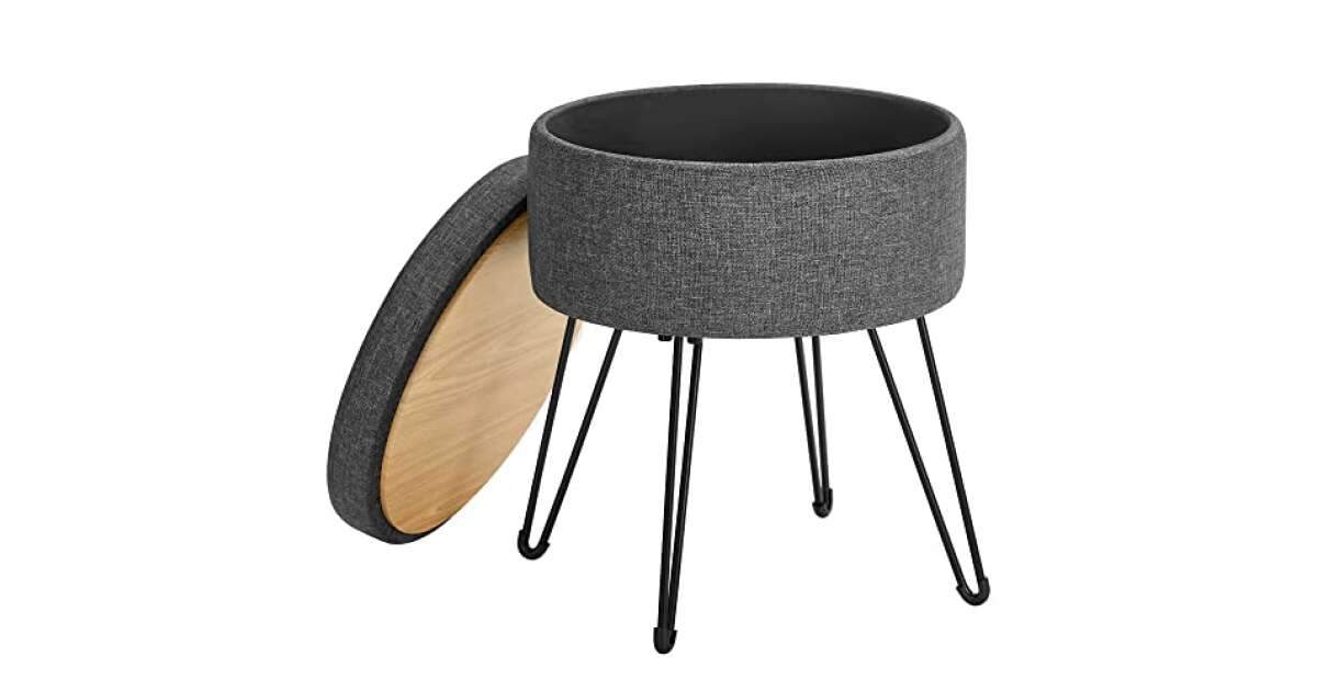 Puf , Scaun rotund cu spatiu de depozitare cu capac, 37x45 cm ...