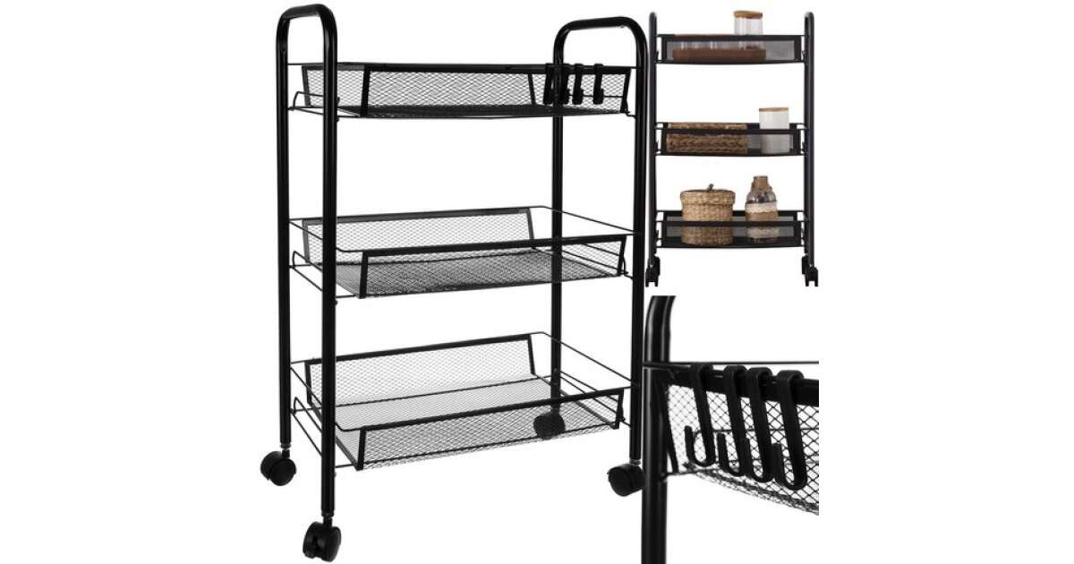 Raft de bucatarie mobil, 3 nivele, capacitate de incarcare 7 kg per ...