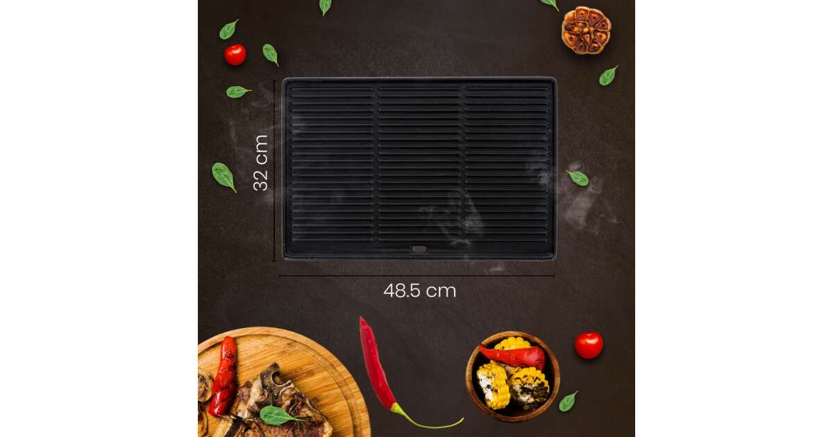 Grilltálca kétoldalas grill lap 48,5x32cm öntöttvas antracit 161579745 ...